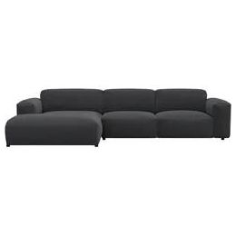 Ecksofa FLEXLUX "Lucera bequem und komfortabel durch hochwertigen Sitzaufbau, L-Form" Sofas Gr. B/H/T: 319cm x 73cm x 171cm, Lederoptik, Chaiselongue links, grau (shark grau) modern & anschmiegsam, Kaltschaum, Stahl-Wellenunterfederung