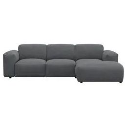 Ecksofa FLEXLUX "Lucera Chaislongue rechts oder links" Sofas Gr. B/H/T: 251cm x 73cm x 171cm, Lederoptik, Chaiselongue rechts, grau (elephant grey) modern & anschmiegsam, Kaltschaum, Stahl-Wellenunterfederung