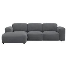 Ecksofa FLEXLUX "Lucera Chaislongue rechts oder links" Sofas Gr. B/H/T: 251cm x 73cm x 171cm, Lederoptik, Chaiselongue links, grau (elephant grey) modern & anschmiegsam, Kaltschaum, Stahl-Wellenunterfederung