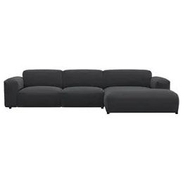 Ecksofa FLEXLUX "Lucera bequem und komfortabel durch hochwertigen Sitzaufbau, L-Form" Sofas Gr. B/H/T: 319cm x 73cm x 171cm, Lederoptik, Chaiselongue rechts, grau (shark grau) modern & anschmiegsam, Kaltschaum, Stahl-Wellenunterfederung