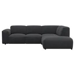 Ecksofa FLEXLUX "Lucera, super Sitzkomfort durch Kaltschaum im Sitz, L-Form" Sofas Gr. B/H/T: 256cm x 73cm x 231cm, Lederoptik, Chaiselongue links, grau (shark grau) modern & anschmiegsam, Designsofa, modernes skandinavisches Design