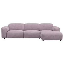 Ecksofa FLEXLUX "Lucera bequem und komfortabel durch hochwertigen Sitzaufbau, L.Form" Sofas Gr. B/H/T: 284cm x 73cm x 171cm, Struktur, Chaiselongue rechts, lila (soft lavender) modern & anschmiegsam, Kaltschaum, Stahl-Wellenunterfederung