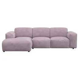 Ecksofa FLEXLUX "Lucera Chaislongue rechts oder links" Sofas Gr. B/H/T: 251cm x 73cm x 171cm, Struktur, Chaiselongue links, lila (soft lavender) modern & anschmiegsam, Kaltschaum, Stahl-Wellenunterfederung