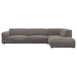 Ecksofa FLEXLUX "Lucera, super bequem durch hochwertigen Sitzaufbau mit Kaltschaum" Sofas Gr. B/H/T: 321cm x 73cm x 231cm, Struktur, Ottomane rechts, braun (taupe brown) modern & anschmiegsam, L-Form, Designsofa