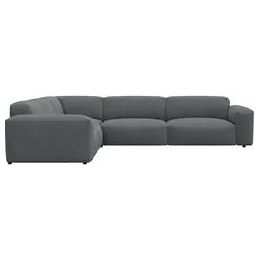 Ecksofa FLEXLUX "Lucera, super bequem durch hochwertigen Sitzaufbau mit Kaltschaum" Sofas Gr. B/H/T: 319cm x 73cm x 285cm, Lederoptik, Schenkel links, grau (elephant grau) modern & anschmiegsam, L-Form, Designsofa