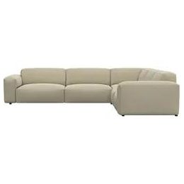 Ecksofa FLEXLUX "Lucera, super bequem durch hochwertigen Sitzaufbau mit Kaltschaum" Sofas Gr. B/H/T: 319cm x 73cm x 285cm, Chenille, Schenkel rechts, beige (sandy beige) modern & anschmiegsam, L-Form, Designsofa