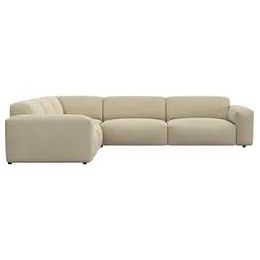 Ecksofa FLEXLUX "Lucera, super bequem durch hochwertigen Sitzaufbau mit Kaltschaum" Sofas Gr. B/H/T: 319cm x 73cm x 285cm, Chenille, Schenkel links, beige (sandy beige) modern & anschmiegsam, L-Form, Designsofa