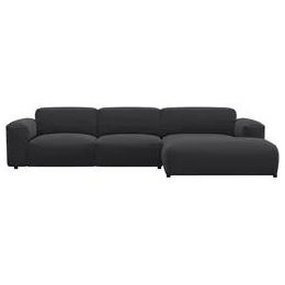 Ecksofa FLEXLUX "Lucera bequem und komfortabel durch hochwertigen Sitzaufbau, L-Form" Sofas Gr. B/H/T: 319cm x 73cm x 171cm, Lederoptik, Chaiselongue rechts, schwarz (gorilla black) modern & anschmiegsam, Kaltschaum, Stahl-Wellenunterfederung