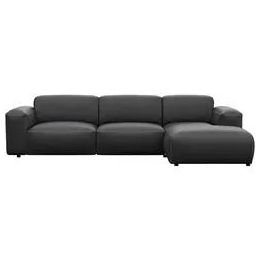 Ecksofa FLEXLUX "Lucera bequem und komfortabel durch hochwertigen Sitzaufbau, L.Form" Sofas Gr. B/H/T: 284cm x 73cm x 171cm, Echtleder, Chaiselongue rechts, schwarz (deep black) modern & anschmiegsam, Kaltschaum, Stahl-Wellenunterfederung