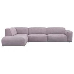 Ecksofa FLEXLUX "Lucera, super bequem durch hochwertigen Sitzaufbau mit Kaltschaum" Sofas Gr. B/H/T: 321cm x 73cm x 231cm, Struktur, Ottomane links, lila (soft lavender) modern & anschmiegsam, L-Form, Designsofa