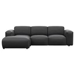 Ecksofa FLEXLUX "Lucera Chaislongue rechts oder links" Sofas Gr. B/H/T: 251cm x 73cm x 171cm, Echtleder, Chaiselongue links, schwarz (deep black) modern & anschmiegsam, Kaltschaum, Stahl-Wellenunterfederung