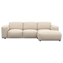 Ecksofa FLEXLUX "Lucera Chaislongue rechts oder links" Sofas Gr. B/H/T: 251cm x 73cm x 171cm, Echtleder, Chaiselongue rechts, weiß (warm weiß) modern & anschmiegsam, Kaltschaum, Stahl-Wellenunterfederung