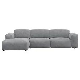 Ecksofa FLEXLUX "Lucera bequem und komfortabel durch hochwertigen Sitzaufbau, L.Form" Sofas Gr. B/H/T: 284cm x 73cm x 171cm, Struktur, Chaiselongue links, grau (soft grau) modern & anschmiegsam, Kaltschaum, Stahl-Wellenunterfederung