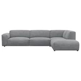 Ecksofa FLEXLUX "Lucera, super bequem durch hochwertigen Sitzaufbau mit Kaltschaum" Sofas Gr. B/H/T: 321cm x 73cm x 231cm, Struktur, Ottomane rechts, grau (soft grau) modern & anschmiegsam, L-Form, Designsofa