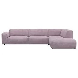 Ecksofa FLEXLUX "Lucera, super bequem durch hochwertigen Sitzaufbau mit Kaltschaum" Sofas Gr. B/H/T: 321cm x 73cm x 231cm, Struktur, Ottomane rechts, lila (soft lavender) modern & anschmiegsam, L-Form, Designsofa