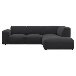 Ecksofa FLEXLUX "Lucera, super Sitzkomfort durch Kaltschaum im Sitz, L-Form" Sofas Gr. B/H/T: 256cm x 73cm x 231cm, Lederoptik, Chaiselongue links, schwarz (gorilla black) modern & anschmiegsam, Designsofa, modernes skandinavisches Design