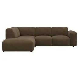 Ecksofa FLEXLUX "Lucera, super bequem durch hochwertigen Sitzaufbau mit Kaltschaum" Sofas Gr. B/H/T: 256cm x 73cm x 231cm, Lederoptik, Ottomane rechts, braun (camel brown) modern & anschmiegsam, L-Form, Designsofa