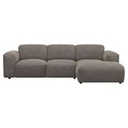 Ecksofa FLEXLUX "Lucera Chaislongue rechts oder links" Sofas Gr. B/H/T: 251cm x 73cm x 171cm, Struktur, Chaiselongue rechts, braun (taupe brown) modern & anschmiegsam, Kaltschaum, Stahl-Wellenunterfederung