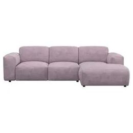 Ecksofa FLEXLUX "Lucera Chaislongue rechts oder links" Sofas Gr. B/H/T: 251cm x 73cm x 171cm, Struktur, Chaiselongue rechts, lila (soft lavender) modern & anschmiegsam, Kaltschaum, Stahl-Wellenunterfederung