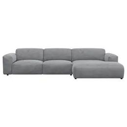 Ecksofa FLEXLUX "Lucera bequem und komfortabel durch hochwertigen Sitzaufbau, L-Form" Sofas Gr. B/H/T: 319cm x 73cm x 171cm, Struktur, Chaiselongue rechts, grau (soft grau) modern & anschmiegsam, Kaltschaum, Stahl-Wellenunterfederung