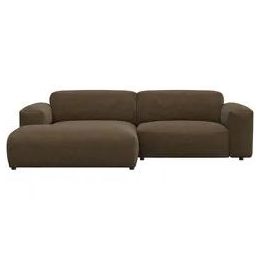 Ecksofa FLEXLUX "Lucera Chaislongue rechts oder links" Sofas Gr. B/H/T: 257cm x 73cm x 171cm, Lederoptik, Chaiselongue links, braun (camel brown) modern & anschmiegsam, Kaltschaum, Stahl-Wellenunterfederung