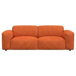 2,5-Sitzer FLEXLUX "Lucera Sofa, super bequem durch hochwertigen Sitzaufbau mit Kaltschaum" Sofas Gr. B/H/T: 219cm x 73cm x 102cm, Struktur, orange (burned orange) modern & anschmiegsam, Designsofa