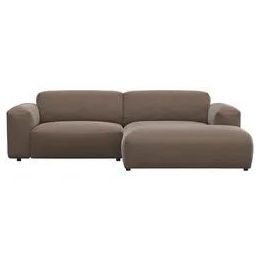 Ecksofa FLEXLUX "Lucera Chaislongue rechts oder links" Sofas Gr. B/H/T: 257cm x 73cm x 171cm, Struktur, Chaiselongue rechts, braun (taupe brown) modern & anschmiegsam, Kaltschaum, Stahl-Wellenunterfederung