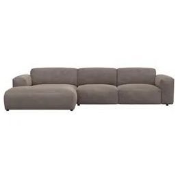 Ecksofa FLEXLUX "Lucera bequem und komfortabel durch hochwertigen Sitzaufbau, L-Form" Sofas Gr. B/H/T: 319cm x 73cm x 171cm, Struktur, Chaiselongue links, braun (taupe brown) modern & anschmiegsam, Kaltschaum, Stahl-Wellenunterfederung