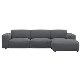 Ecksofa FLEXLUX "Lucera bequem und komfortabel durch hochwertigen Sitzaufbau, L.Form" Sofas Gr. B/H/T: 284cm x 73cm x 171cm, Lederoptik, Chaiselongue rechts, grau (elephant grey) modern & anschmiegsam, Kaltschaum, Stahl-Wellenunterfederung