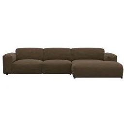 Ecksofa FLEXLUX "Lucera bequem und komfortabel durch hochwertigen Sitzaufbau, L-Form" Sofas Gr. B/H/T: 319cm x 73cm x 171cm, Lederoptik, Chaiselongue rechts, braun (camel brown) modern & anschmiegsam, Kaltschaum, Stahl-Wellenunterfederung