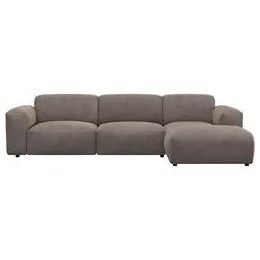 Ecksofa FLEXLUX "Lucera bequem und komfortabel durch hochwertigen Sitzaufbau, L.Form" Sofas Gr. B/H/T: 284cm x 73cm x 171cm, Struktur, Chaiselongue rechts, braun (taupe brown) modern & anschmiegsam, Kaltschaum, Stahl-Wellenunterfederung