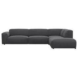 Ecksofa FLEXLUX "Lucera, super bequem durch hochwertigen Sitzaufbau mit Kaltschaum" Sofas Gr. B/H/T: 321cm x 73cm x 231cm, Chenille, Ottomane rechts, grau (dervit grau) modern & anschmiegsam, L-Form, Designsofa