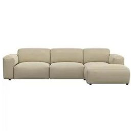 Ecksofa FLEXLUX "Lucera bequem und komfortabel durch hochwertigen Sitzaufbau, L.Form" Sofas Gr. B/H/T: 284cm x 73cm x 171cm, Chenille, Chaiselongue rechts, beige (sandy beige) modern & anschmiegsam, Kaltschaum, Stahl-Wellenunterfederung