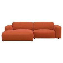 Ecksofa FLEXLUX "Lucera Chaislongue rechts oder links" Sofas Gr. B/H/T: 257cm x 73cm x 171cm, Struktur, Chaiselongue links, orange (burned orange) modern & anschmiegsam, Kaltschaum, Stahl-Wellenunterfederung