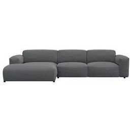 Ecksofa FLEXLUX "Lucera bequem und komfortabel durch hochwertigen Sitzaufbau, L-Form" Sofas Gr. B/H/T: 319cm x 73cm x 171cm, Lederoptik, Chaiselongue links, grau (elephant grey) modern & anschmiegsam, Kaltschaum, Stahl-Wellenunterfederung