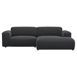 Ecksofa FLEXLUX "Lucera Chaislongue rechts oder links" Sofas Gr. B/H/T: 257cm x 73cm x 171cm, Lederoptik, Chaiselongue rechts, grau (shark grau) modern & anschmiegsam, Kaltschaum, Stahl-Wellenunterfederung