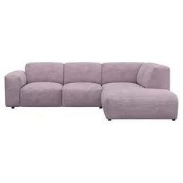 Ecksofa FLEXLUX "Lucera, super Sitzkomfort durch Kaltschaum im Sitz, L-Form" Sofas Gr. B/H/T: 256cm x 73cm x 231cm, Struktur, Chaiselongue links, lila (soft lavender) modern & anschmiegsam, Designsofa, modernes skandinavisches Design