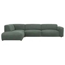 Ecksofa FLEXLUX "Lucera, super bequem durch hochwertigen Sitzaufbau mit Kaltschaum" Sofas Gr. B/H/T: 321cm x 73cm x 231cm, Struktur, Ottomane links, grün (dusty green) modern & anschmiegsam, L-Form, Designsofa