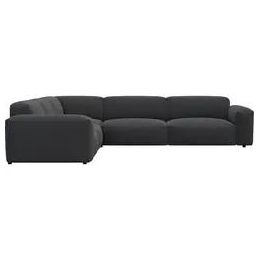 Ecksofa FLEXLUX "Lucera, super bequem durch hochwertigen Sitzaufbau mit Kaltschaum" Sofas Gr. B/H/T: 319cm x 73cm x 285cm, Lederoptik, Schenkel links, grau (shark grey) modern & anschmiegsam, L-Form, Designsofa