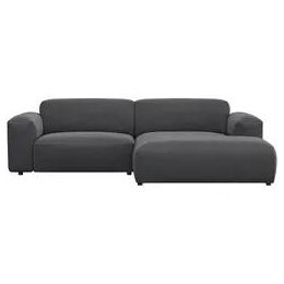 Ecksofa FLEXLUX "Lucera Chaislongue rechts oder links" Sofas Gr. B/H/T: 257cm x 73cm x 171cm, Chenille, Chaiselongue rechts, grau (dervit grau) modern & anschmiegsam, Kaltschaum, Stahl-Wellenunterfederung