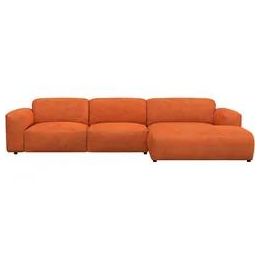 Ecksofa FLEXLUX "Lucera bequem und komfortabel durch hochwertigen Sitzaufbau, L-Form" Sofas Gr. B/H/T: 319cm x 73cm x 171cm, Struktur, Chaiselongue rechts, orange (burned orange) modern & anschmiegsam, Kaltschaum, Stahl-Wellenunterfederung