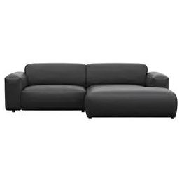 Ecksofa FLEXLUX "Lucera Chaislongue rechts oder links" Sofas Gr. B/H/T: 257cm x 73cm x 171cm, Echtleder, Chaiselongue rechts, schwarz (deep black) modern & anschmiegsam, Kaltschaum, Stahl-Wellenunterfederung