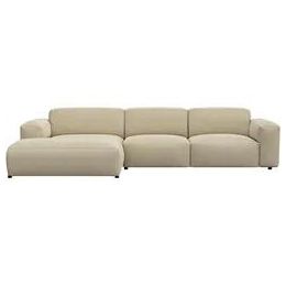 Ecksofa FLEXLUX "Lucera bequem und komfortabel durch hochwertigen Sitzaufbau, L-Form" Sofas Gr. B/H/T: 319cm x 73cm x 171cm, Chenille, Chaiselongue links, beige (sandy beige) modern & anschmiegsam, Kaltschaum, Stahl-Wellenunterfederung