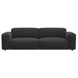 3-Sitzer FLEXLUX "Lucera Sofa, super bequem durch hochwertigen Sitzaufbau mit Kaltschaum" Sofas Gr. B/H/T: 252cm x 73cm x 102cm, Lederoptik, schwarz (gorilla black) modern & anschmiegsam, Designsofa