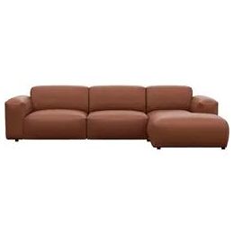 Ecksofa FLEXLUX "Lucera bequem und komfortabel durch hochwertigen Sitzaufbau, L.Form" Sofas Gr. B/H/T: 284cm x 73cm x 171cm, Echtleder, Chaiselongue rechts, braun (old chestnut brown) modern & anschmiegsam, Kaltschaum, Stahl-Wellenunterfederung