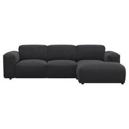 Ecksofa FLEXLUX "Lucera Chaislongue rechts oder links" Sofas Gr. B/H/T: 251cm x 73cm x 171cm, Lederoptik, Chaiselongue rechts, schwarz (gorilla black) modern & anschmiegsam, Kaltschaum, Stahl-Wellenunterfederung