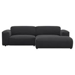 Ecksofa FLEXLUX "Lucera Chaislongue rechts oder links" Sofas Gr. B/H/T: 257cm x 73cm x 171cm, Lederoptik, Chaiselongue rechts, schwarz (gorilla black) modern & anschmiegsam, Kaltschaum, Stahl-Wellenunterfederung