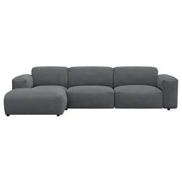 Ecksofa FLEXLUX "Lucera bequem und komfortabel durch hochwertigen Sitzaufbau, L.Form" Sofas Gr. B/H/T: 284cm x 73cm x 171cm, Lederoptik, Chaiselongue links, grau (elephant grey) modern & anschmiegsam, Kaltschaum, Stahl-Wellenunterfederung