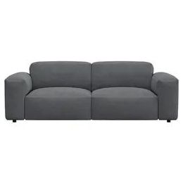 2,5-Sitzer FLEXLUX "Lucera Sofa, super bequem durch hochwertigen Sitzaufbau mit Kaltschaum" Sofas Gr. B/H/T: 219cm x 73cm x 102cm, Lederoptik, grau (elephant grau) modern & anschmiegsam, Designsofa