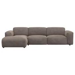 Ecksofa FLEXLUX "Lucera bequem und komfortabel durch hochwertigen Sitzaufbau, L.Form" Sofas Gr. B/H/T: 284cm x 73cm x 171cm, Struktur, Chaiselongue links, braun (taupe brown) modern & anschmiegsam, Kaltschaum, Stahl-Wellenunterfederung